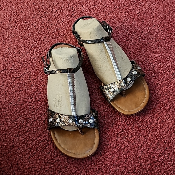 Qupid | Shoes | Metallic Snake Band Sandals | Poshmark